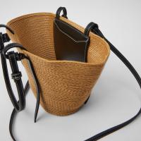 China Outdoor Large Capacity Straw Beach Bag Vintage Handmade Woven Shoulder Bag Raffia Rattan Bags for sale