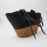 China Outdoor Large Capacity Straw Beach Bag Vintage Handmade Woven Shoulder Bag Raffia Rattan Bags for sale