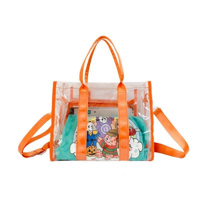 China Summer Waterproof PVC Shoulder Beach Bag Reusable and Transparent for Women Girls for sale