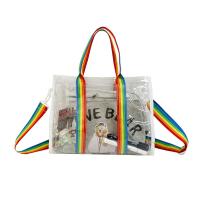 China Summer Waterproof PVC Shoulder Beach Bag Reusable and Transparent for Women Girls for sale