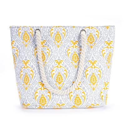 China Medium Size Custom Striped Cotton Tote Bags with Canvas Rope Handle Perfect Gift for sale