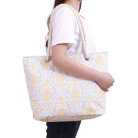 China Medium Size Custom Striped Cotton Tote Bags with Canvas Rope Handle Perfect Gift for sale