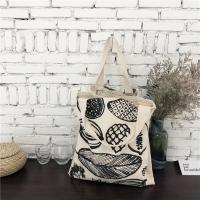 China Style Leaf Printing Thick Canvas Bag Large Capacity Grocery Shopping with Customized Logo for sale