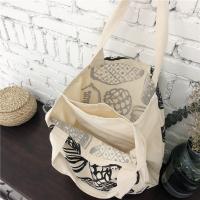 China Style Leaf Printing Thick Canvas Bag Large Capacity Grocery Shopping with Customized Logo for sale