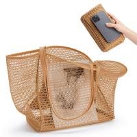 China Reusable Mesh Beach Bag Custom Large Capacity Shoulder Bag for Women's Outdoor Travel for sale