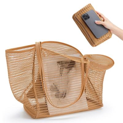 China Reusable Mesh Beach Bag Custom Large Capacity Shoulder Bag for Women's Outdoor Travel for sale