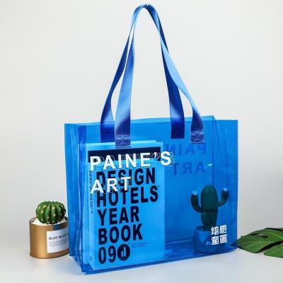 China Medium Size Custom Logo Clear Transparent Waterproof PVC Tote Bag for sale