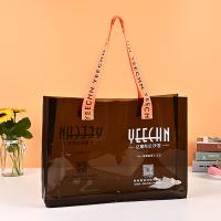 China Eco-friendly Custom Logo Clear Transparent Waterproof PVC Tote Bag with Zipper and Pocket for sale
