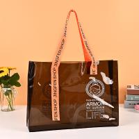 China Eco-friendly Custom Logo Clear Transparent Waterproof PVC Tote Bag with Zipper and Pocket for sale