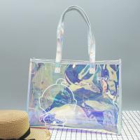 China Eco-friendly Custom Logo Clear Transparent Waterproof PVC Tote Bag with Zipper and Pocket for sale