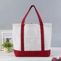 China Custom Large Cotton Canvas Shopping Bag with Zipper Closure for sale
