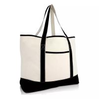China Custom Logo Printed Large Plain Organic Shopping Tote Bag with Pocket Customized Logo for sale