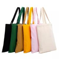 China Silk Screen Printed Eco Canvas Bag Ladies Shopping Tote With Pockets and Letter Pattern for sale