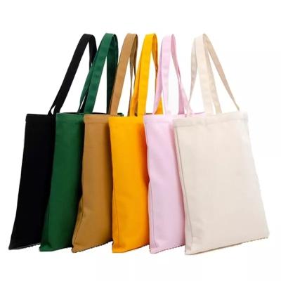 China Silk Screen Printed Eco Canvas Bag Ladies Shopping Tote With Pockets and Letter Pattern for sale