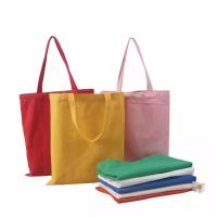 China Silk Screen Printed Eco Canvas Bag Ladies Shopping Tote With Pockets and Letter Pattern for sale