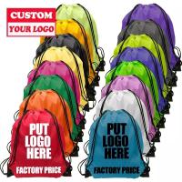 China Customized Medium Size Polyester Nylon Drawstring Backpack for Silk Screen Printing for sale