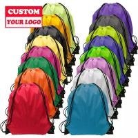 China Customized Medium Size Polyester Nylon Drawstring Backpack for Silk Screen Printing for sale