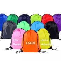 China Customized Medium Size Polyester Nylon Drawstring Backpack for Silk Screen Printing for sale