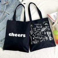 China Custom Logo Korean Female Student Large-capacity Simple Shoulder Tote Cotton Canvas Bag for sale