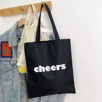 China Custom Logo Korean Female Student Large-capacity Simple Shoulder Tote Cotton Canvas Bag for sale
