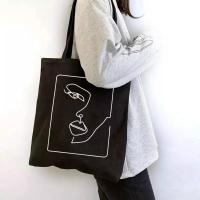China Accepable OEM/ODM Customised Letter Pattern Canvas Fabric Tote Bag for Grocery Shopping for sale