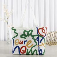 China Custom Silk Screen Printed Cotton Canvas Shopping Tote Bag with Logo and Letter Pattern for sale