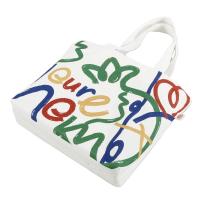 China Custom Silk Screen Printed Cotton Canvas Shopping Tote Bag with Logo and Letter Pattern for sale