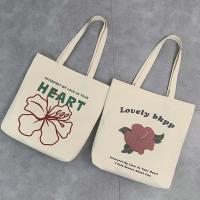 China Letter Pattern Women Canvas Shopping Bags Tote Bags for Reusable and Eco-friendly for sale