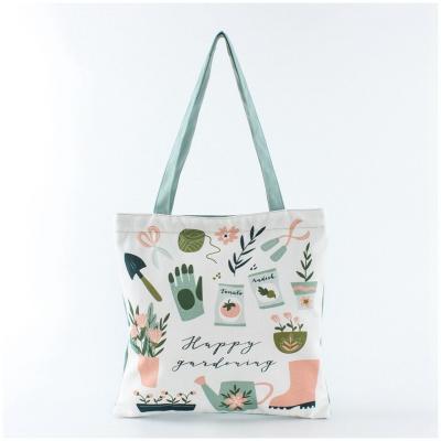 China Handled Style Custom Printed Cotton Canvas Shopping Tote Bag With Logo for Eco Grocery for sale