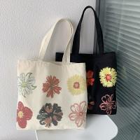 China Contemporary Women's Handled Style Customized Canvas Tote Bag with Flower Printing for sale