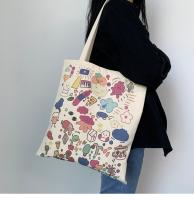 China Cartoon Print Canvas Tote Bag for Daily School Life Eco Friendly and Customized Color for sale
