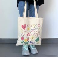 China Cartoon Print Canvas Tote Bag for Daily School Life Eco Friendly and Customized Color for sale