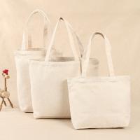China Customized Logo Accepted Eco Friendly Heavy Duty Canvas Shopping Tote Bag with Pocket for sale