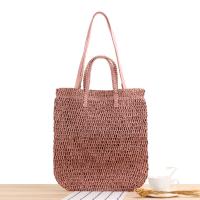 China Gender Women's Summer Shoulder Bag Hollow Out Straw Handmade Rope Woven Tote for sale