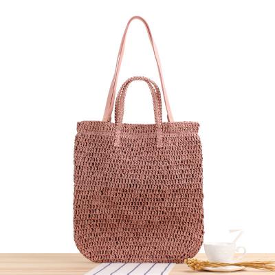 China Gender Women's Summer Shoulder Bag Hollow Out Straw Handmade Rope Woven Tote for sale