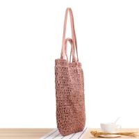 China Gender Women's Summer Shoulder Bag Hollow Out Straw Handmade Rope Woven Tote for sale
