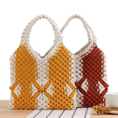 China Polyester Lining Summer Straw Beach Bag for Women Handmade Woven Bohemian Knitted Purse for sale