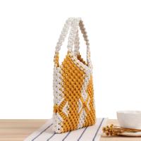 China Polyester Lining Summer Straw Beach Bag for Women Handmade Woven Bohemian Knitted Purse for sale