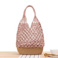China Newest Fashionable Customized Color Knit Hollow Out Woven Beach Bags Straw Tote Bag for sale