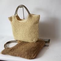 China Polyester Lining Material Handmade Women's Straw Shoulder Bag for Summer Beach Large Tote Bag for sale