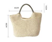 China Polyester Lining Material Handmade Women's Straw Shoulder Bag for Summer Beach Large Tote Bag for sale