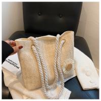 China 2022 Simple Handbags Straw Beach Bag Fashion Silk Scarf Women's Shoulder Bags with Materials for sale