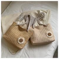 China 2022 Simple Handbags Straw Beach Bag Fashion Silk Scarf Women's Shoulder Bags with Materials for sale