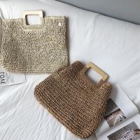 China None Decoration Rattan Tote Bag Portable Women's Straw Handbag for Summer Holiday for sale