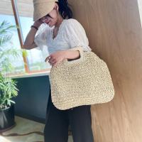 China None Decoration Rattan Tote Bag Portable Women's Straw Handbag for Summer Holiday for sale