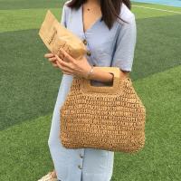 China None Decoration Rattan Tote Bag Portable Women's Straw Handbag for Summer Holiday for sale