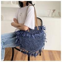China Acceptable OEM/ODM Summer Semicircular Fringed Straw Shoulder Bag for Handmade Beach for sale
