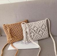 China Other Pattern Type Handmade Cotton Rope Straw Women Hand Bags Vintage Tassels Beach Bags for sale