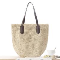 China Women Straw Bags Summer Natural Raffia Straw Beach Bag with Two Handles Newest Arrival for sale