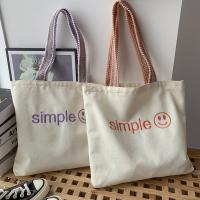 China Custom Eco Totebag Printing Reusable Cotton Canvas Shopping Bag with Letter Pattern for sale